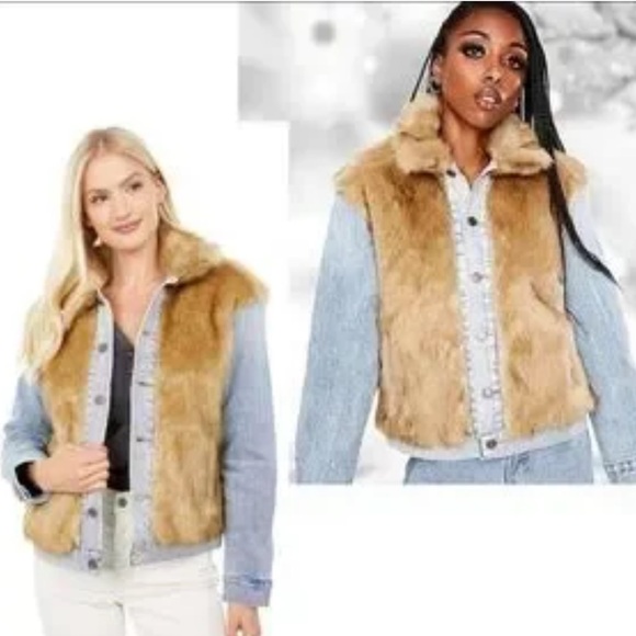 Levi's | Jackets & Coats | Nwtlevis Tan Faux Fur And Denim Levi Jean ...